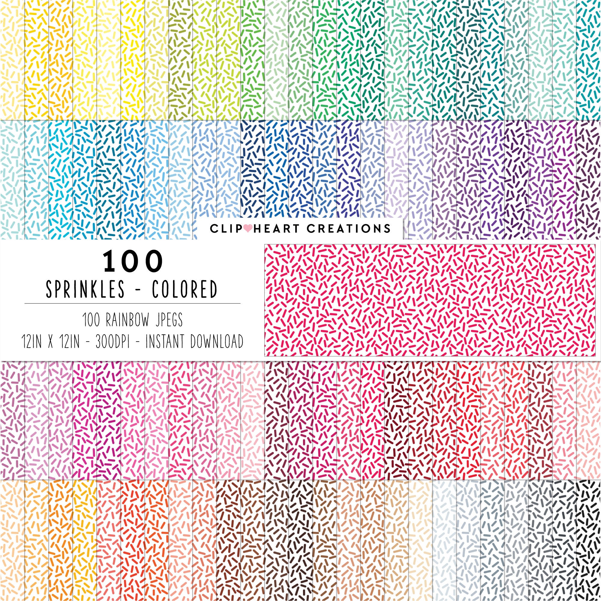 100 Sprinkles Pattern Digital Paper, Commercial Use Seamless Confetti ...