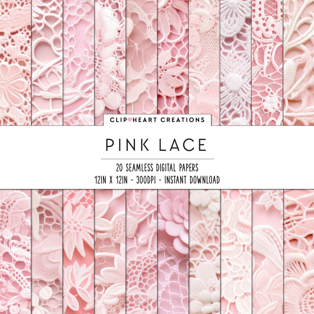 Pink Lace Digital Papers, Seamless Commercial Use Instant Download ...