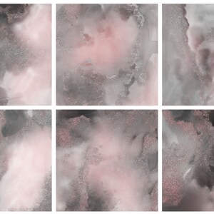 Pink & Gray Glitter Watercolor Digital Papers, Commercial Use Instant ...