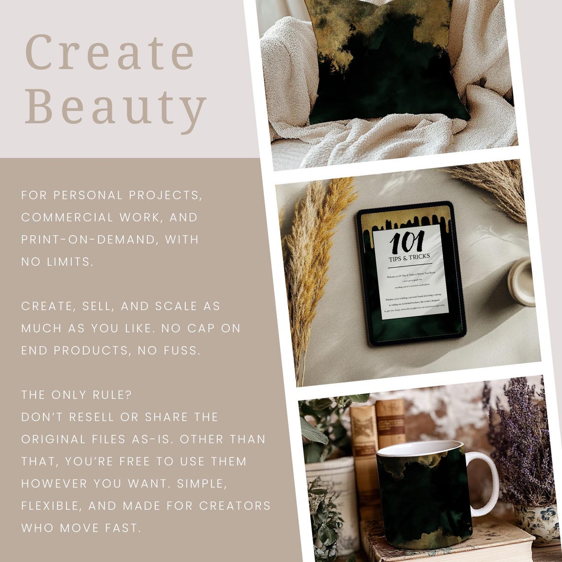 Emerald & Gold Watercolor and Foil Digital Papers, Commercial Use ...