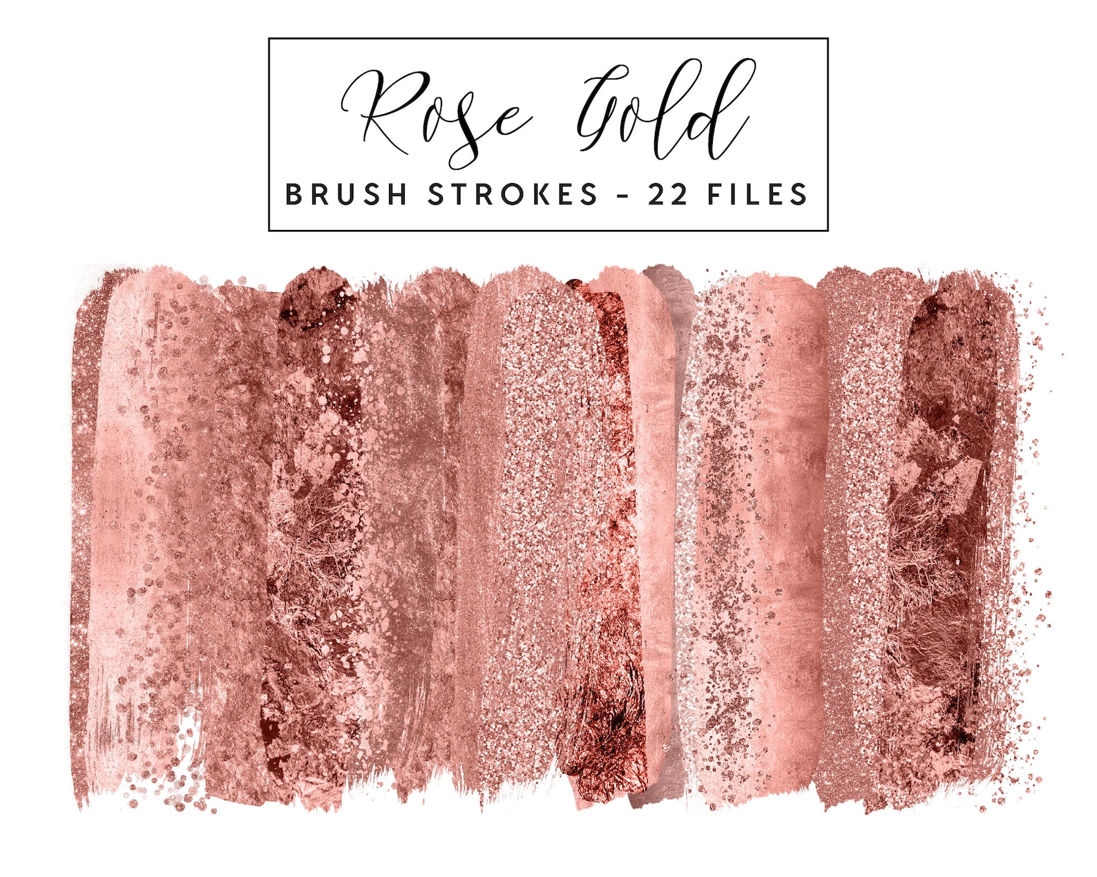 Rose Gold Brush Strokes Clip Art, Rose Gold Foil Brush Strokes Clipart ...