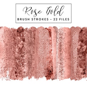 Rose Gold Brush Strokes Clip Art, Rose Gold Foil Brush Strokes Clipart ...