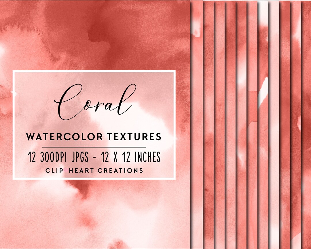 Coral Watercolor Digital Papers, Commercial Use Instant Download ...