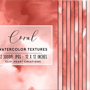 Coral Watercolor Digital Papers, Commercial Use Instant Download ...