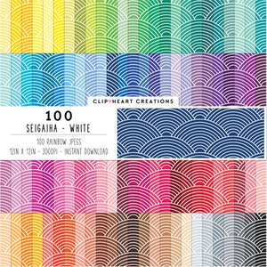100 Half Circle Pattern Digital Paper, Commercial Use Seamless Circle ...