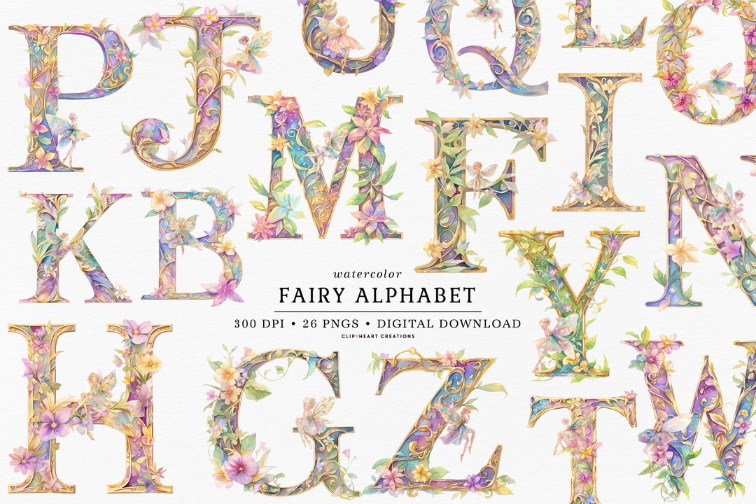 Fairy Alphabet Clip Art, Commercial Use Instant Download Fantasy ...