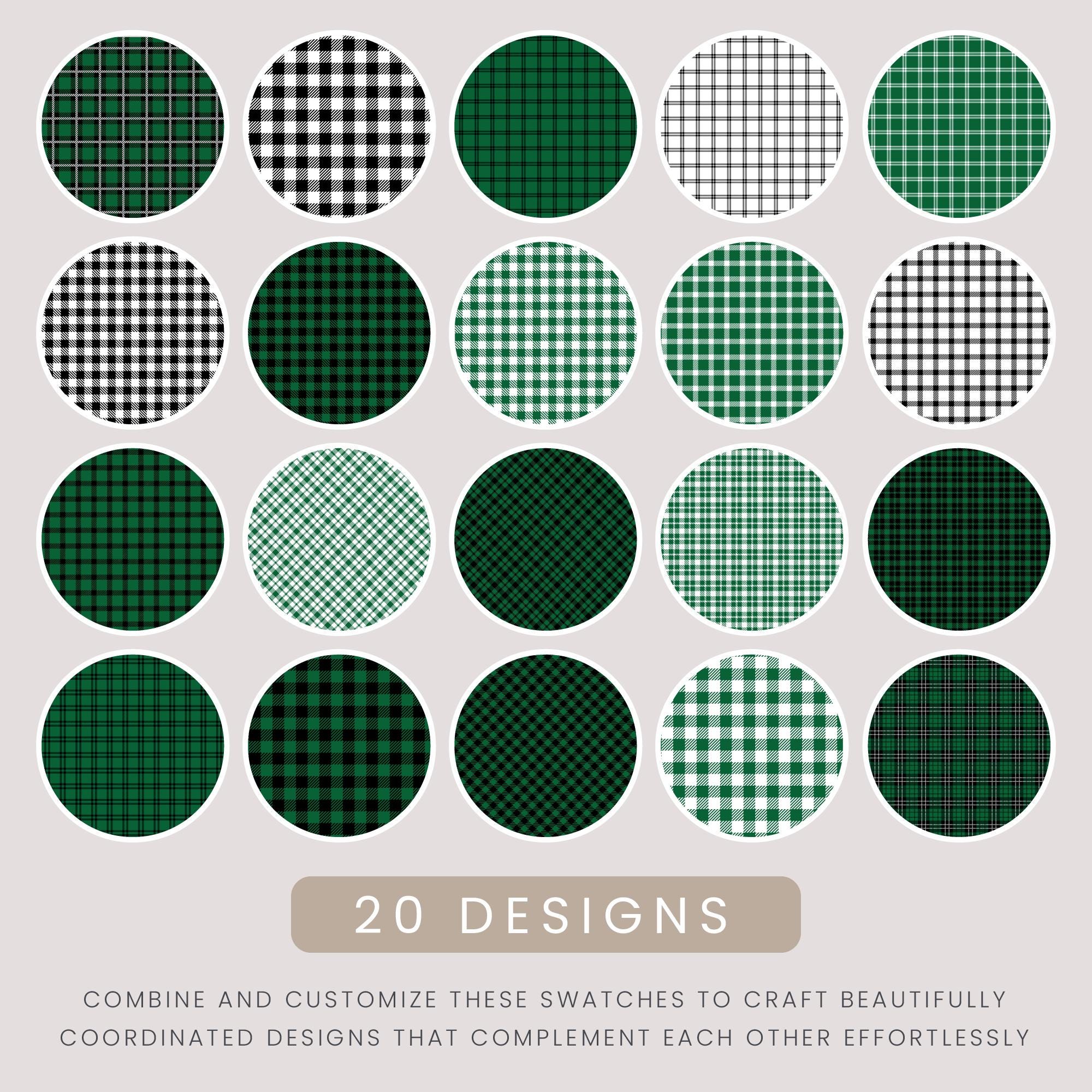 Green Buffalo Plaid Digital Paper Set, Seamless Lumberjack Plaid Papers ...
