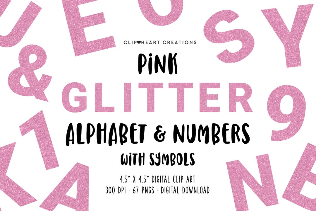 Pink Glitter Alphabet Clip Art, Commercial Use Instant Download Glitter ...