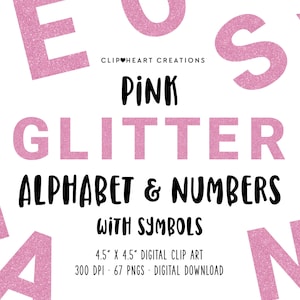 Pink Glitter Alphabet Clip Art, Commercial Use Instant Download Glitter ...
