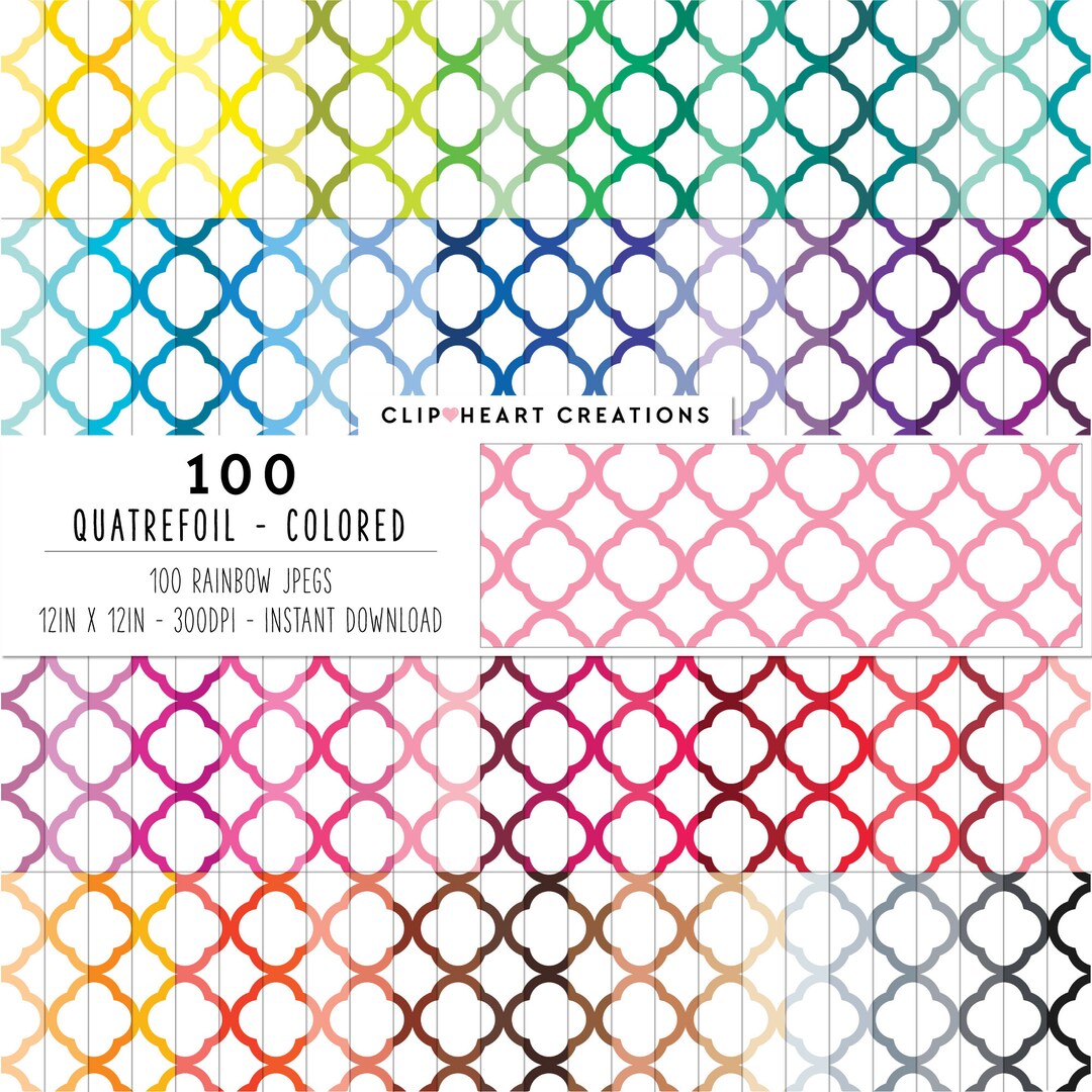 100 Quatrefoil Pattern Digital Paper Pack, Commercial Use Seamless ...