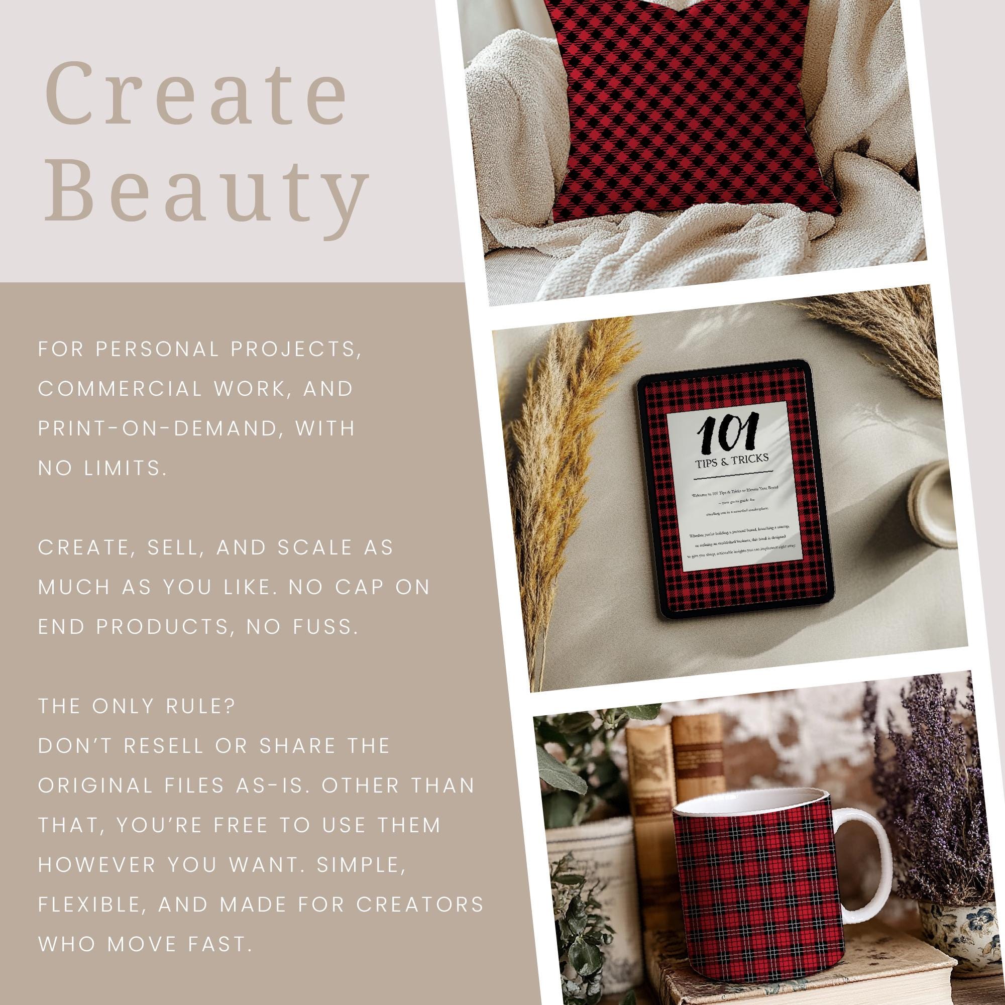Red Buffalo Plaid Digital Paper Set, Seamless Lumberjack Plaid Papers ...
