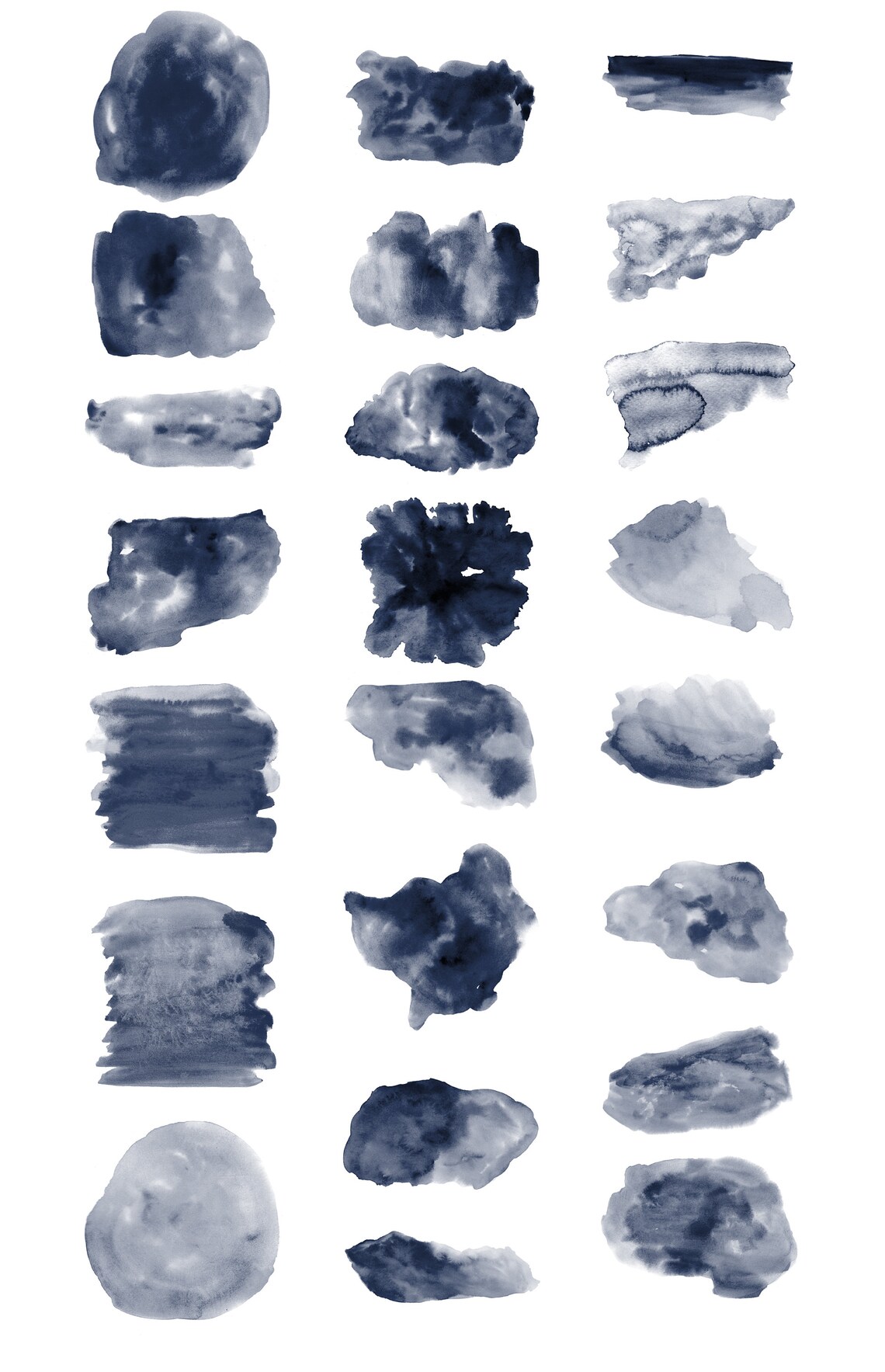 Navy Watercolor Shapes Clip Art, Commercial Use Instant Download PNG ...
