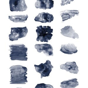 Navy Watercolor Shapes Clip Art Commercial Use Instant | Etsy