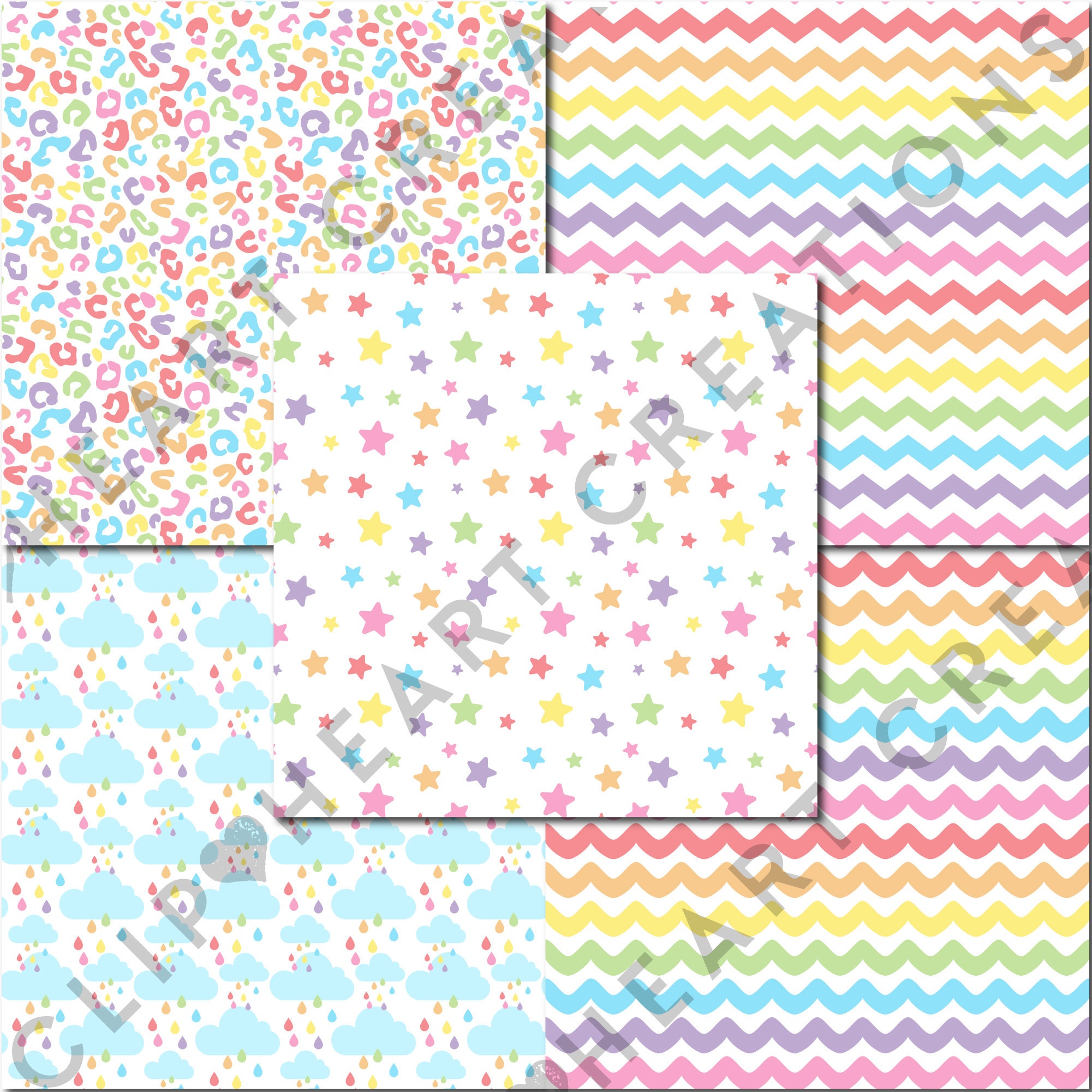 Rainbows Digital Paper Patterns 20 Seamless Commercial Use - Etsy