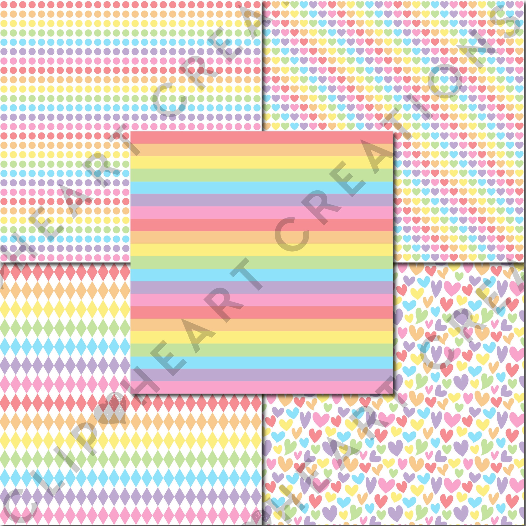 Rainbows Digital Paper Patterns 20 Seamless Commercial Use - Etsy