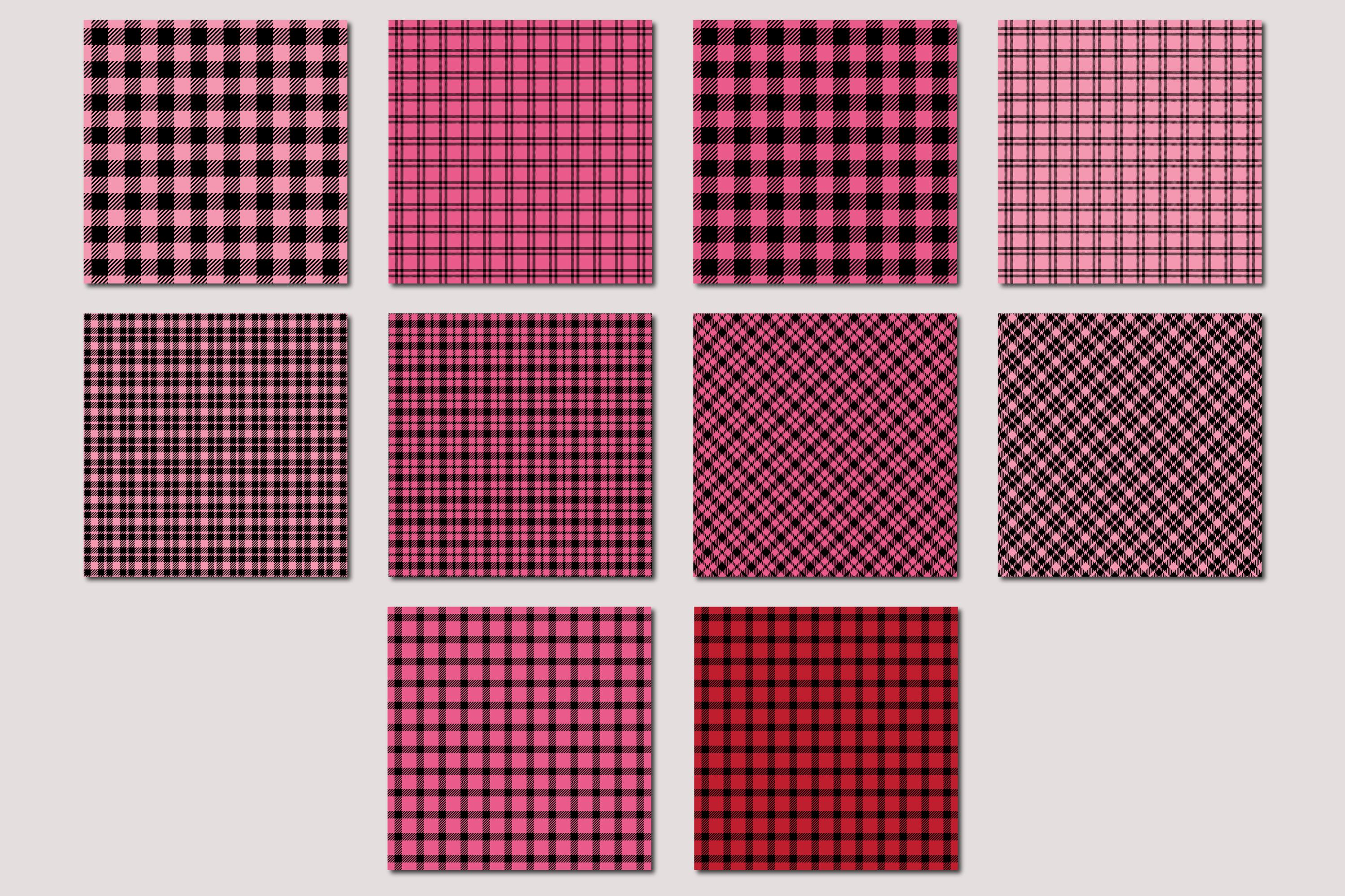 Valentines Day Buffalo Plaid Digital Paper Set, Seamless Lumberjack ...