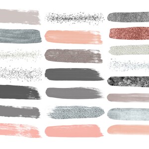 Pink & Silver Brush Strokes Clip Art, Silver Brush Strokes Clipart ...