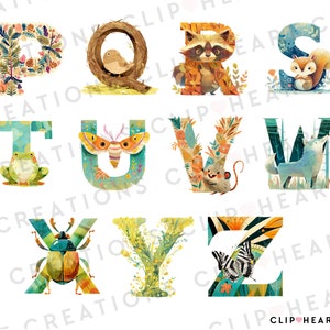 Woodland Alphabet Alphabet Clip Art, Commercial Use Instant Download ...