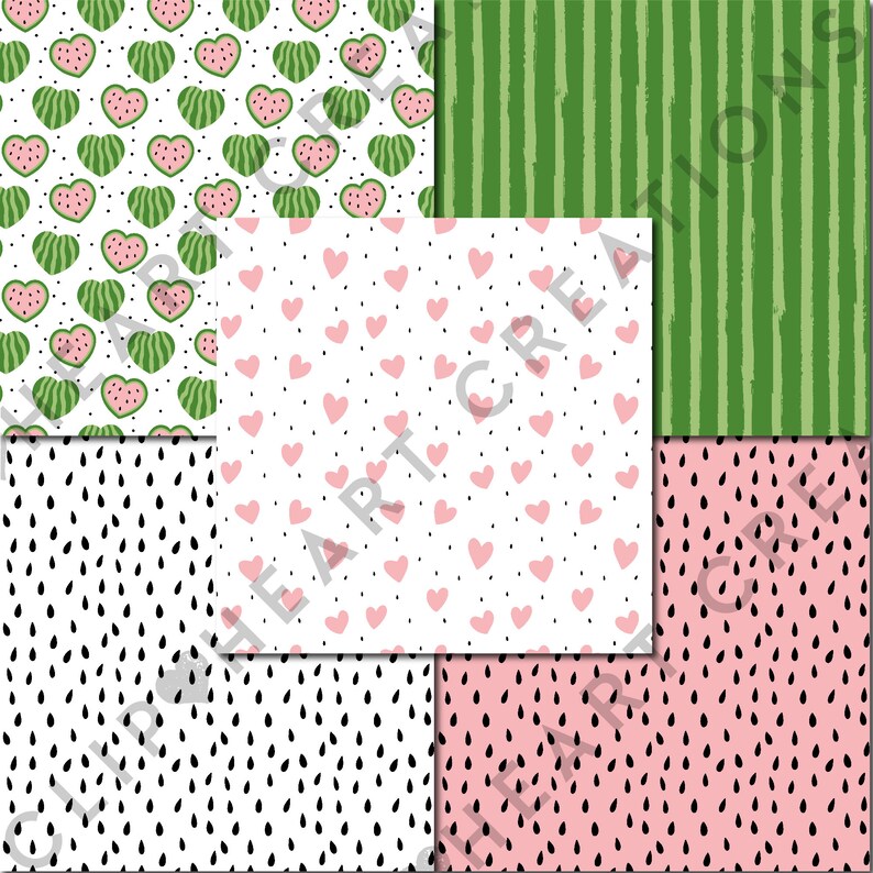 20 Pink Watermelon Themed Digital Papers Seamless Commercial - Etsy