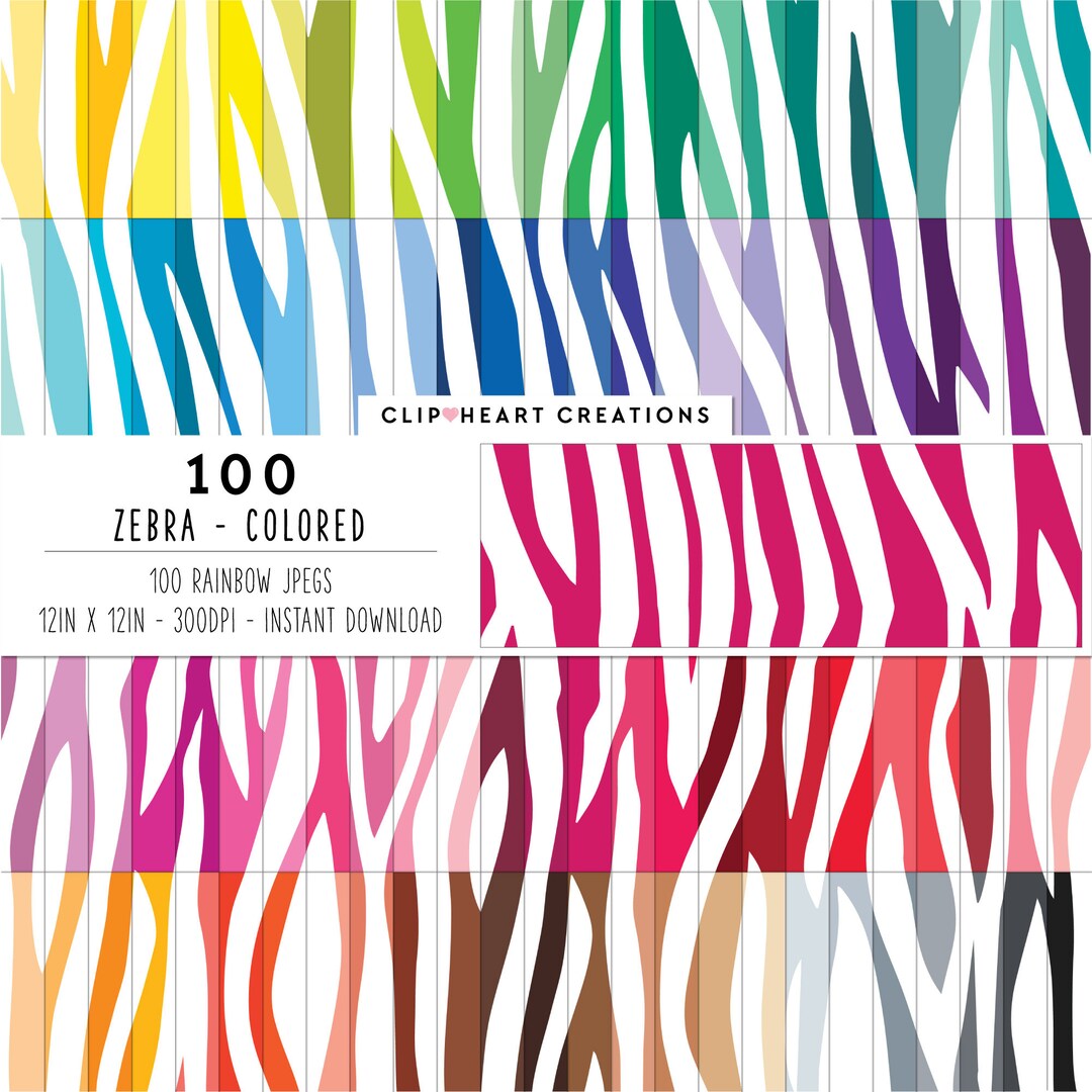100 Zebra Print Pattern Digital Papers, Commercial Use Seamless Papers ...