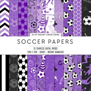 20 Soccer Themed Digital Papers, Seamless Commercial Use Instant ...