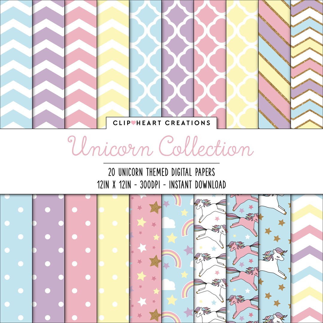 Unicorn Digital Paper Pack Commercial Use Instant Download - Etsy