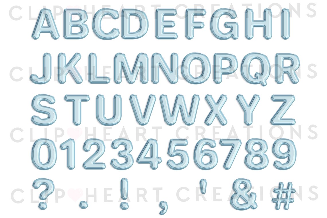 Blue Foil Balloon Alphabet Clip Art, Commercial Use Instant Download ...