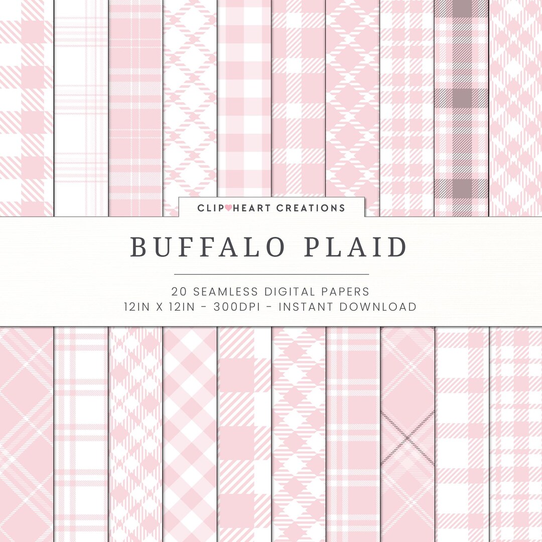 Pink Buffalo Plaid Digital Paper Set, Seamless Lumberjack Plaid Papers ...