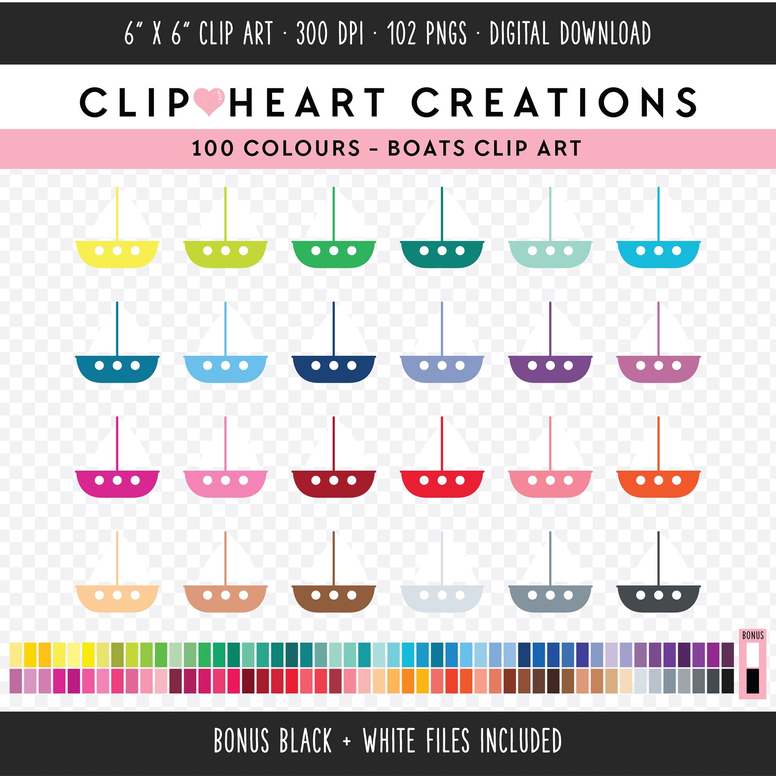 100 Boat Digital Clip Art Commercial Use Instant Download PNG | Etsy UK