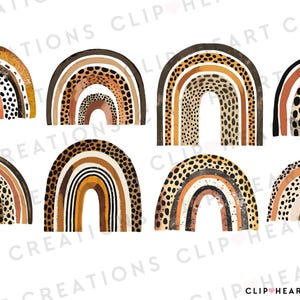 Leopard Print Rainbows Watercolor Clipart Set, Commercial Use Instant ...