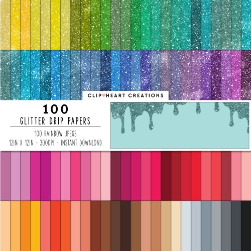 100 Chunky Glitter Digital Paper Commercial Use Instant - Etsy