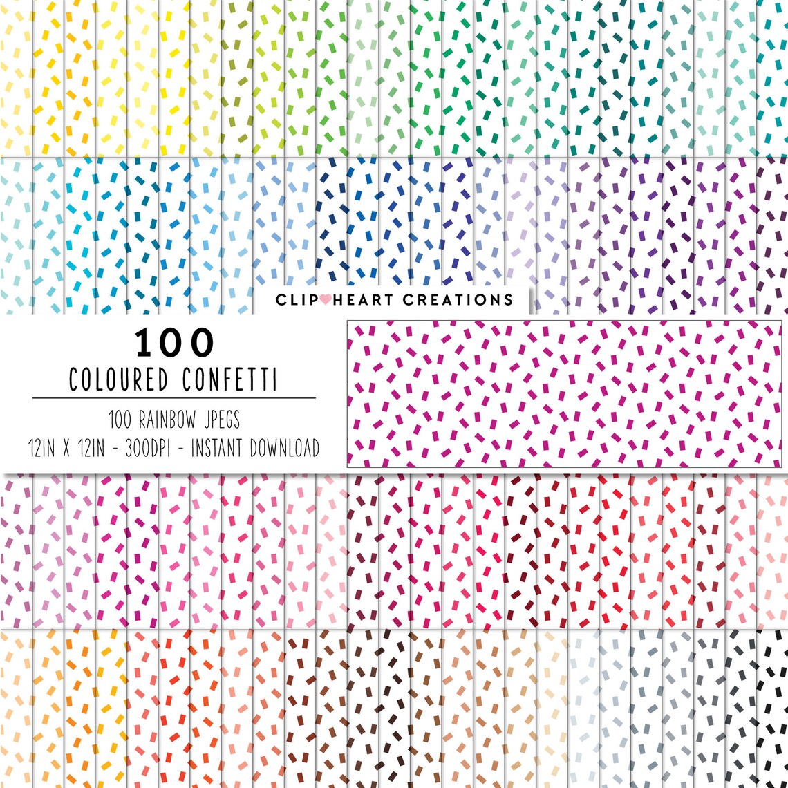 100 Confetti Digital Paper Pack Commercial Use Instant | Etsy
