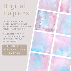 Pink and Blue Glitter Watercolor Digital Papers, Commercial Use Instant ...