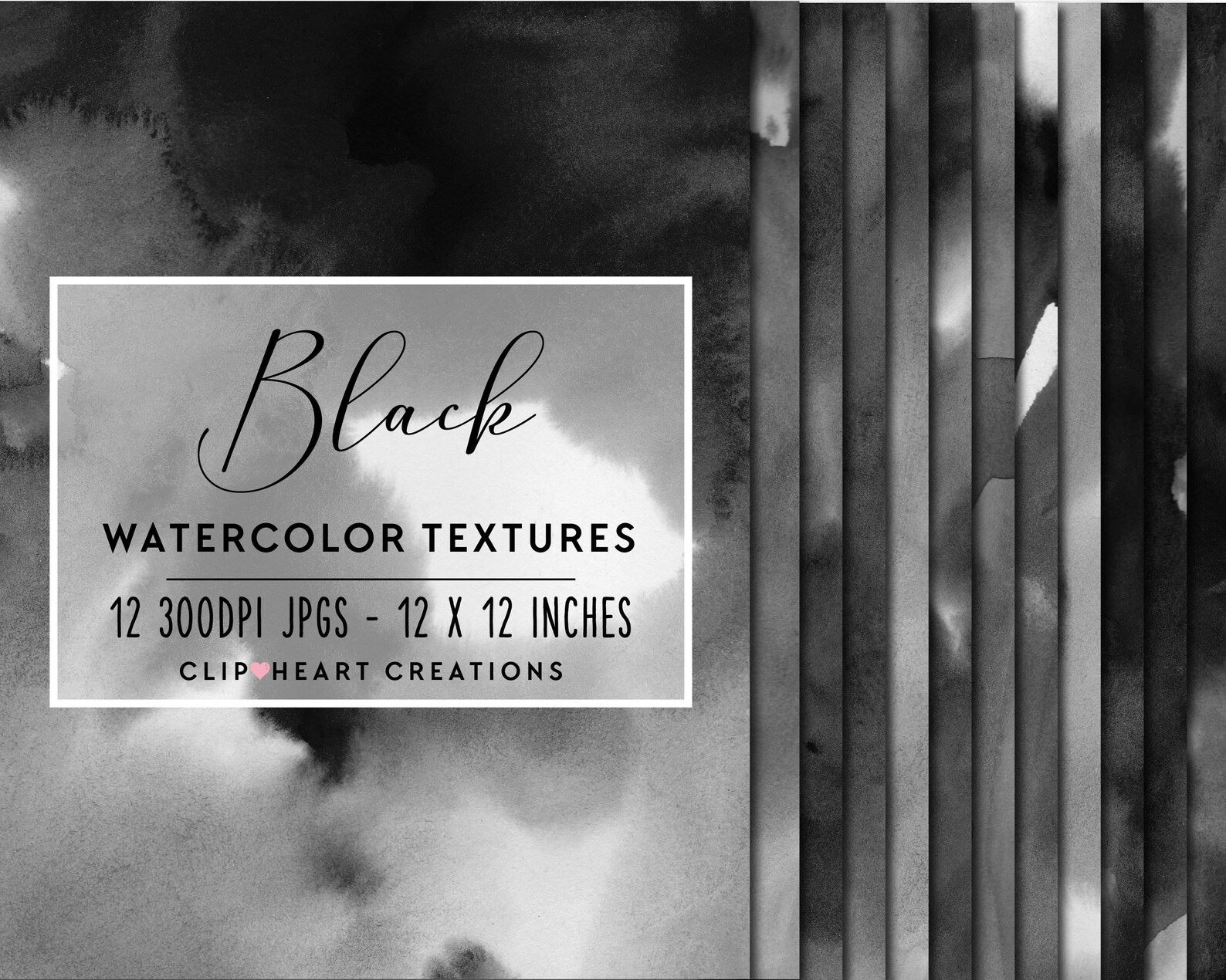 Black Watercolor Digital Papers Commercial Use Instant | Etsy