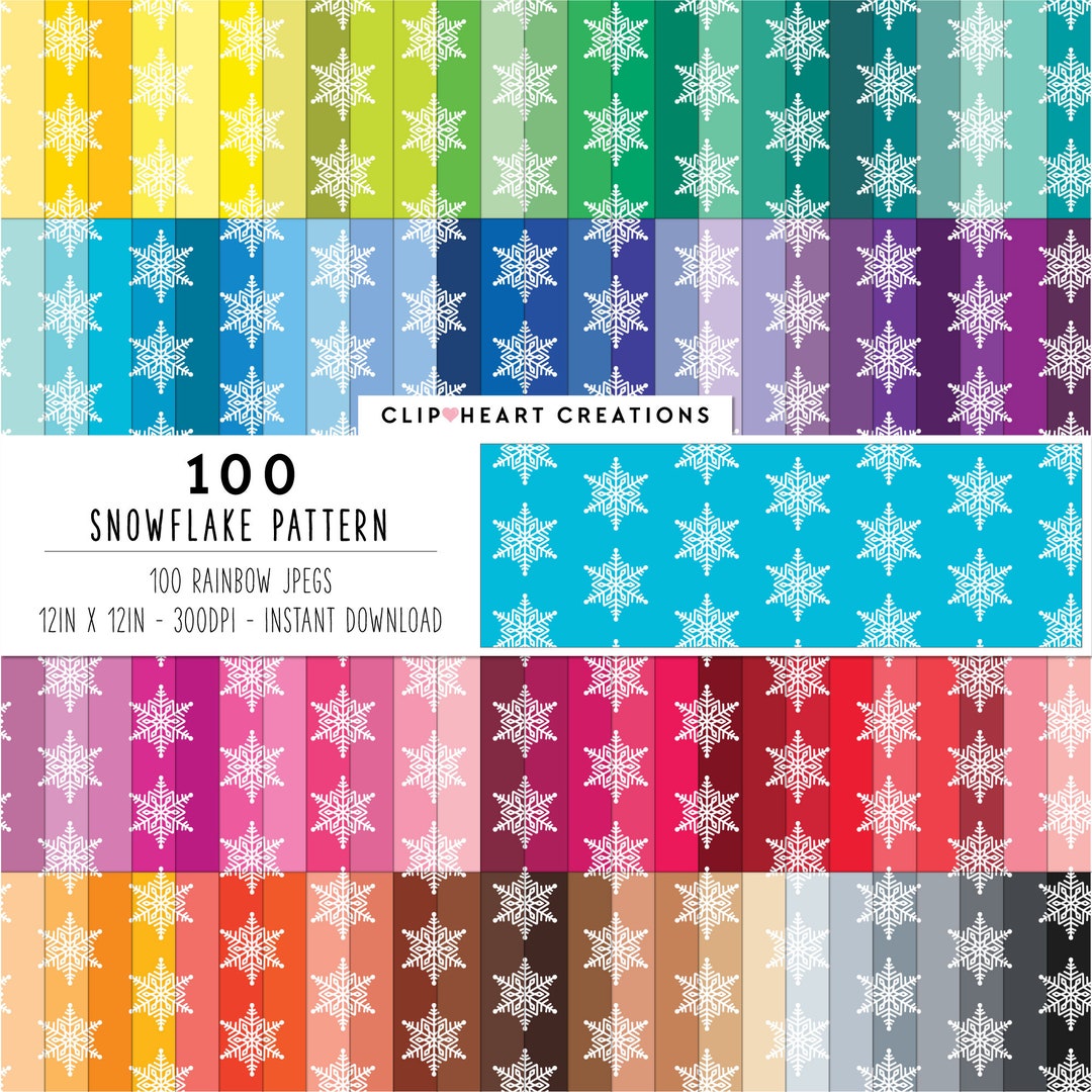 100 Snowflake Pattern Digital Papers, Commercial Use Seamless Winter ...