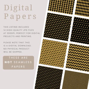 Gold Glitter Patterns Digital Paper Pack, Commercial Use 14 Gold ...