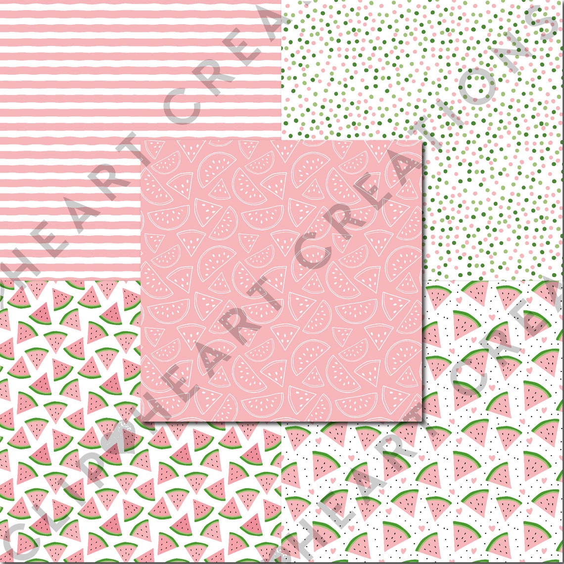 20 Pink Watermelon Themed Digital Papers Seamless Commercial - Etsy