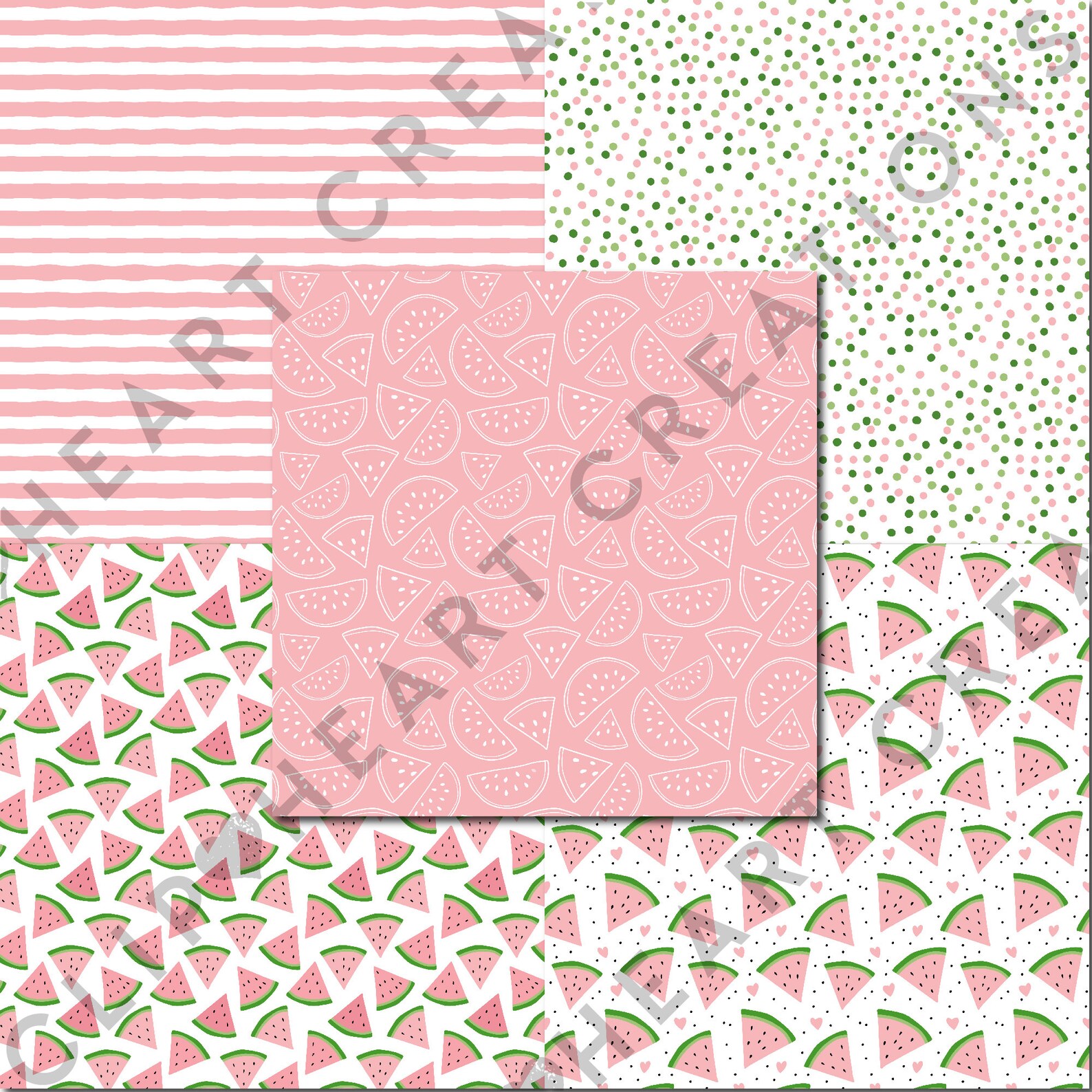 20 Pink Watermelon Themed Digital Papers Seamless Commercial - Etsy