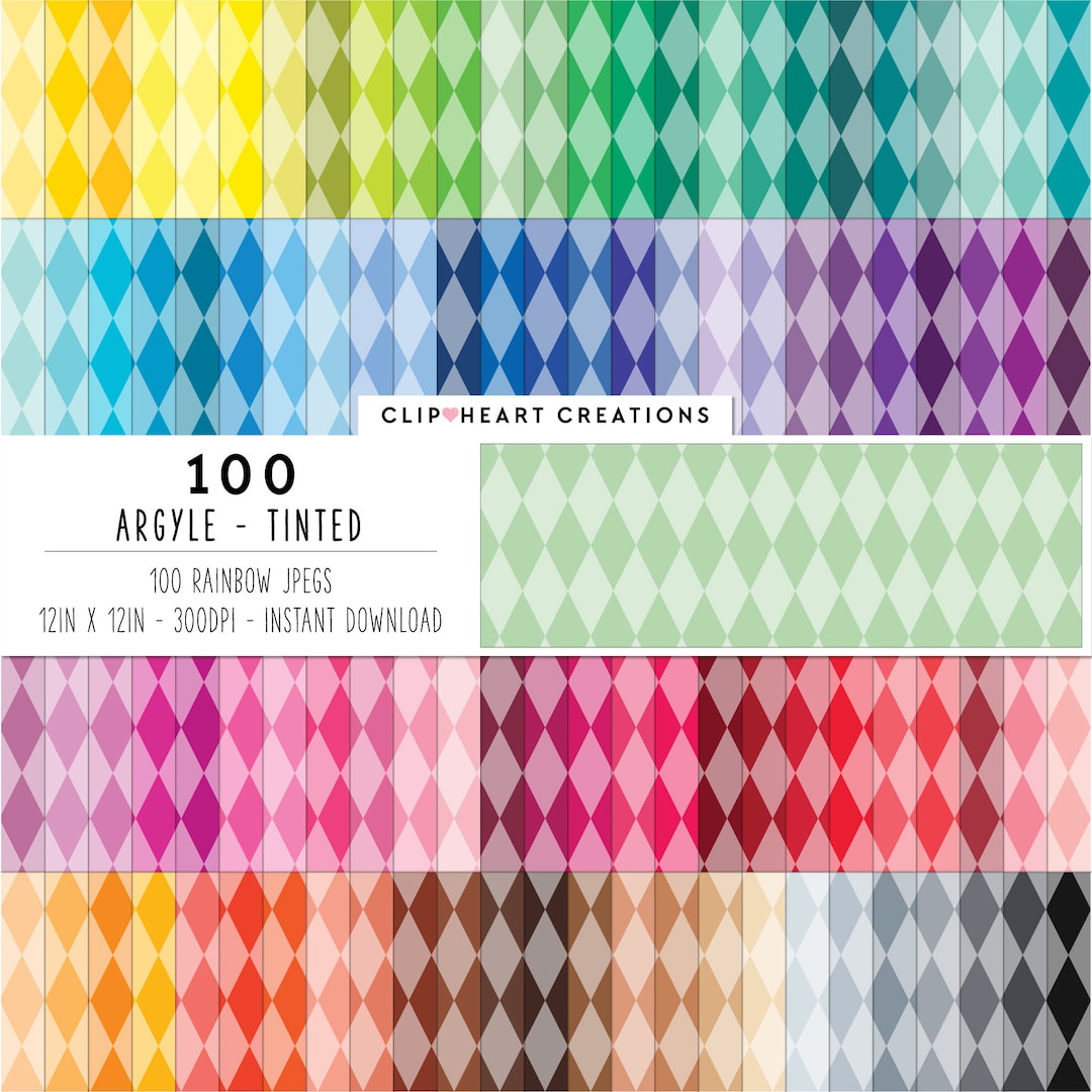 100 Argyle Pattern Digital Paper Pack, Commercial Use Seamless Argyle ...