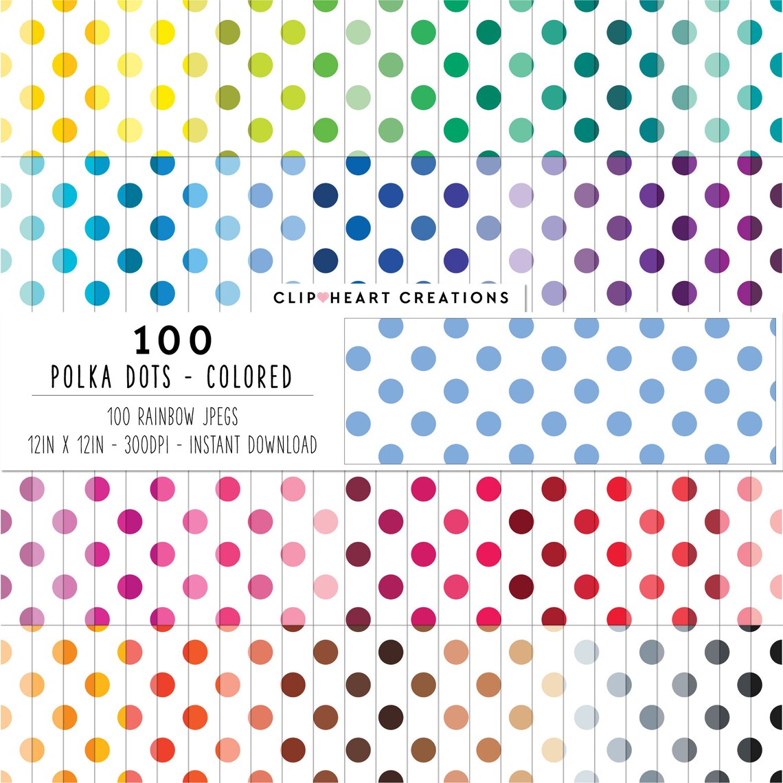 100 Polka Dot Digital Papers Commercial Use Instant Use | Etsy