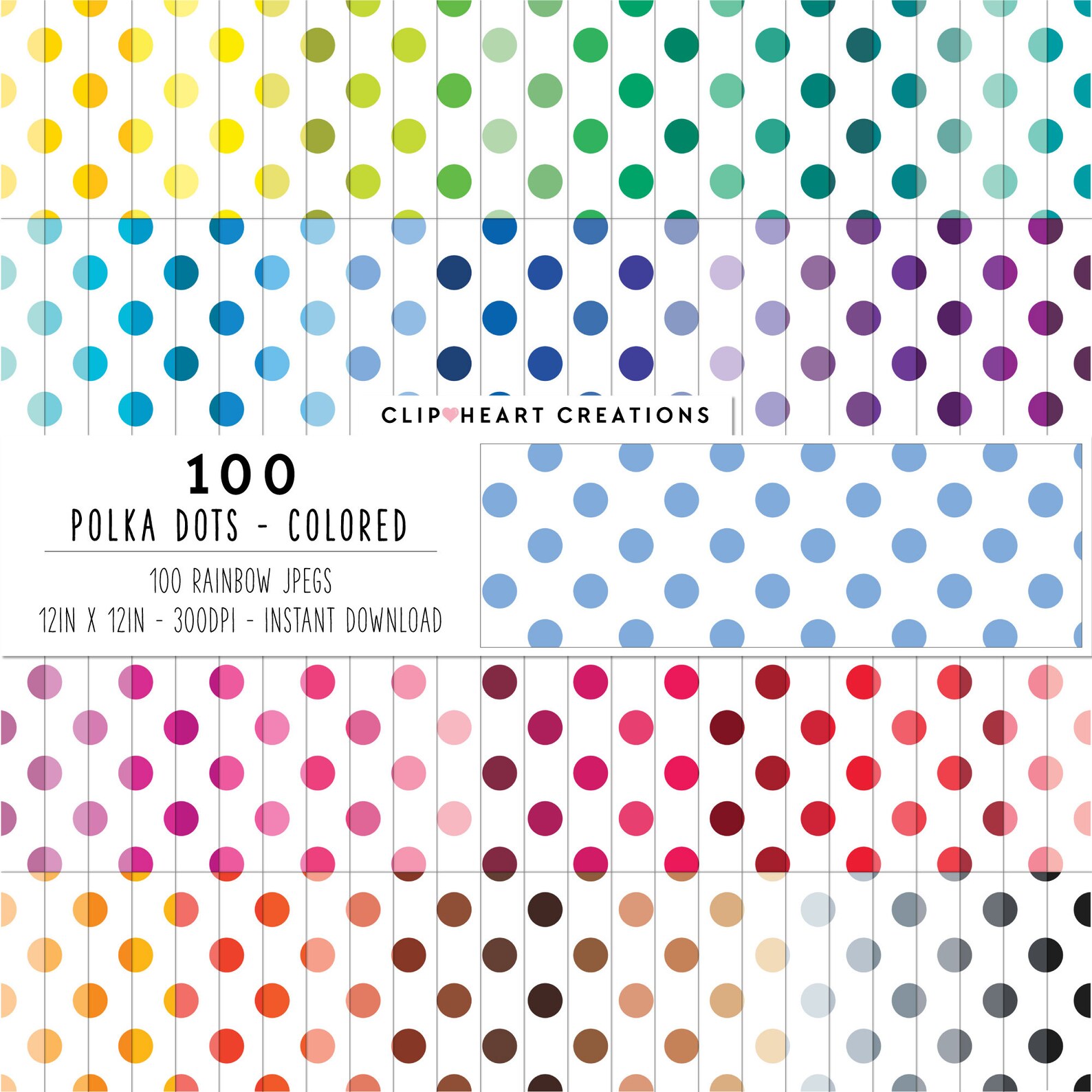 100 Polka Dot Digital Papers Commercial Use Instant Use | Etsy