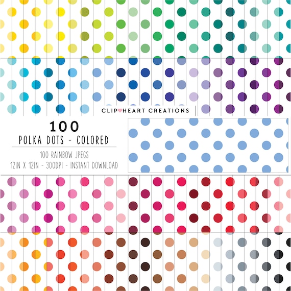 100 Polka Dot Digital Papers Commercial Use Instant Use | Etsy