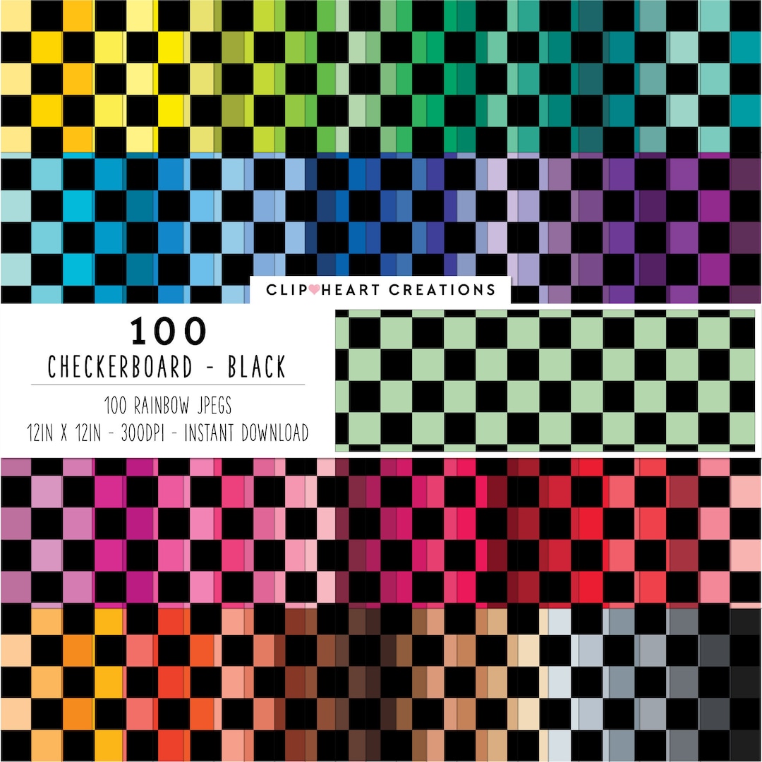 100 Checkerboard Pattern Digital Paper, Commercial Use Seamless Black ...