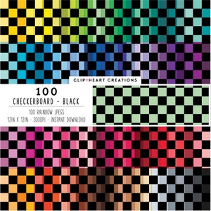 100 Checkerboard Pattern Digital Paper, Commercial Use Seamless Black ...
