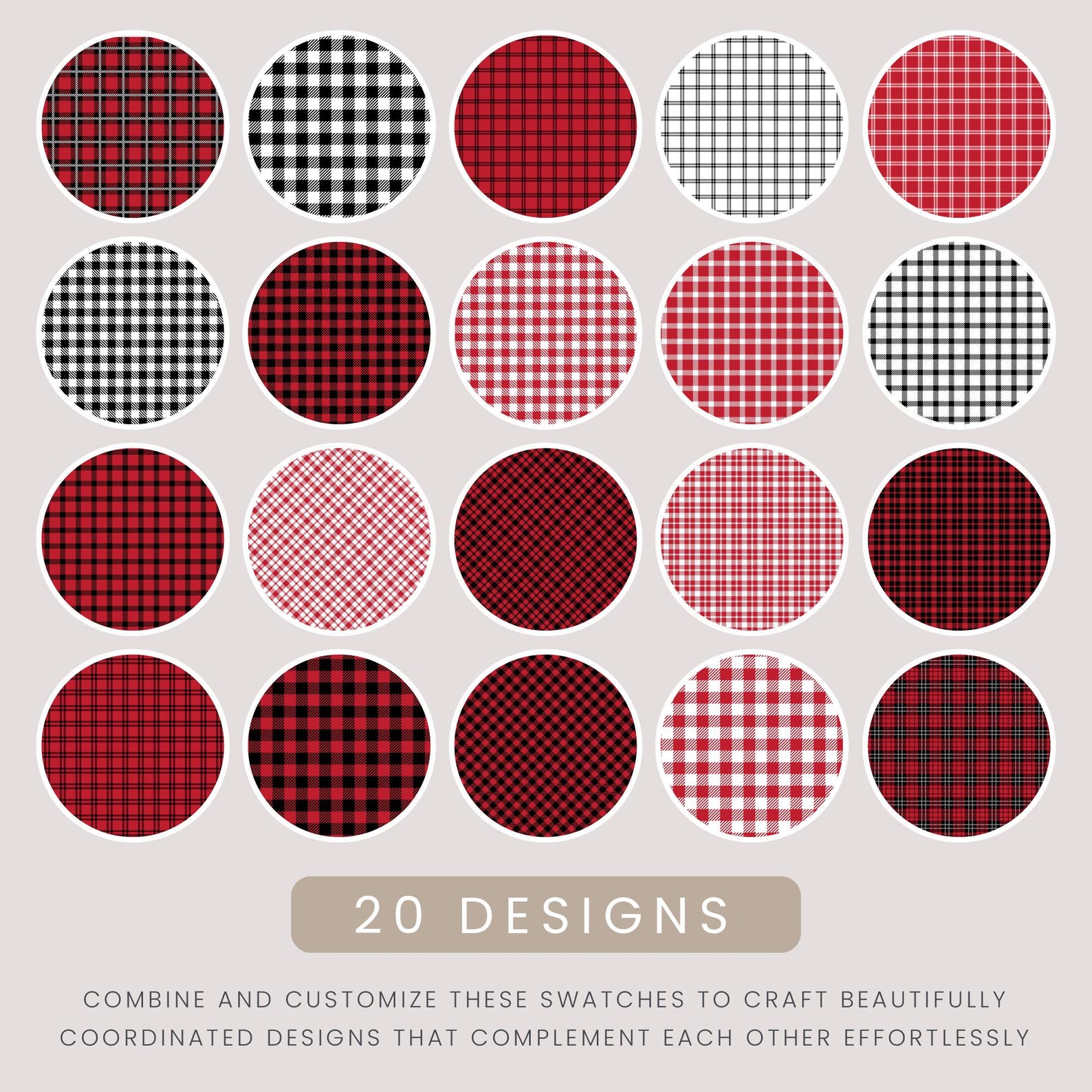 Red Buffalo Plaid Digital Paper Set, Seamless Lumberjack Plaid Papers ...