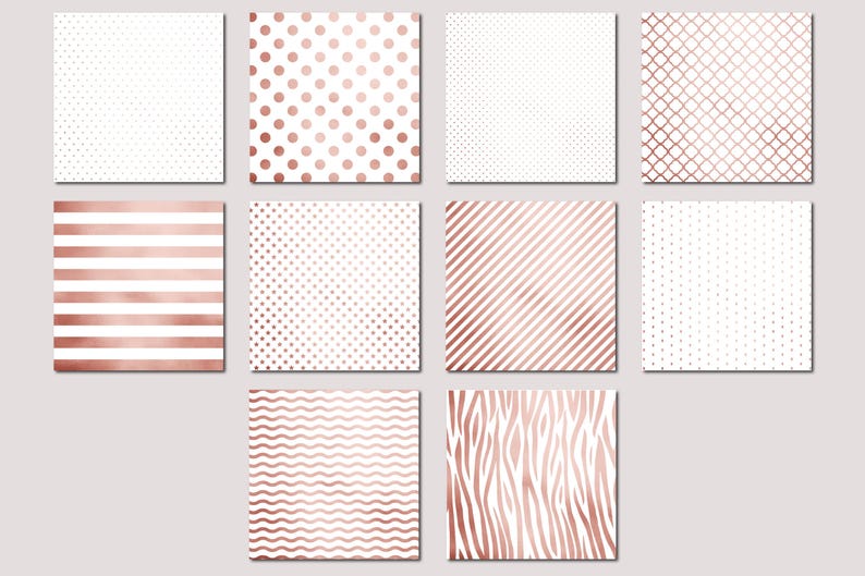 Rose Gold Foil Pattern Papers Commercial Use Instant Download, Metallic ...