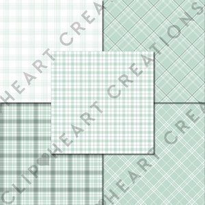 Green Buffalo Plaid Digital Paper Set, Seamless Lumberjack Plaid Papers ...