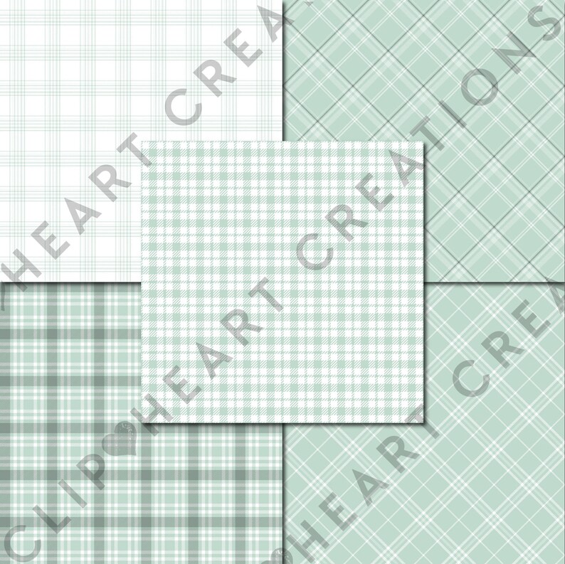 Green Buffalo Plaid Digital Paper Set Seamless Lumberjack - Etsy