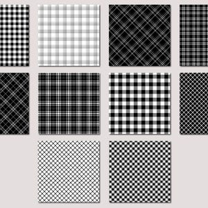 Black Buffalo Plaid Digital Paper Set, Seamless Lumberjack Plaid Papers ...