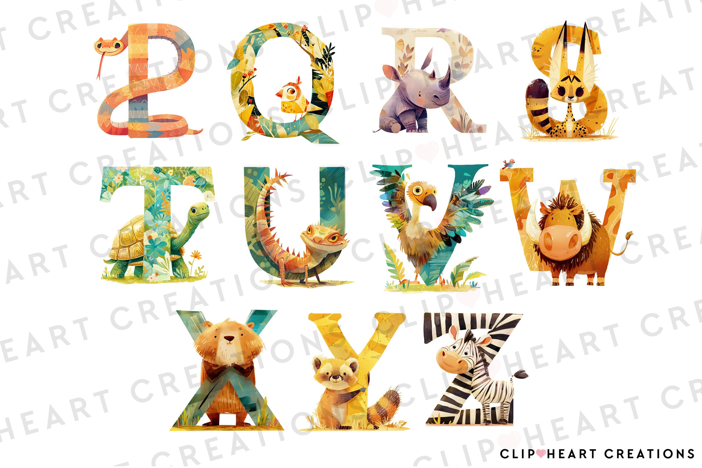 Safari Alphabet Alphabet Clip Art, Commercial Use Instant Download ...